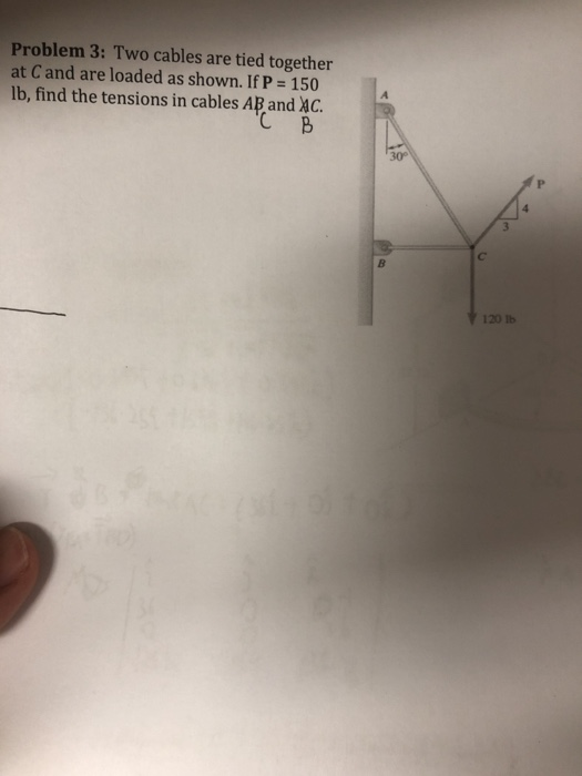 Solved Problem 3: Two cables are tied together at Cand are | Chegg.com
