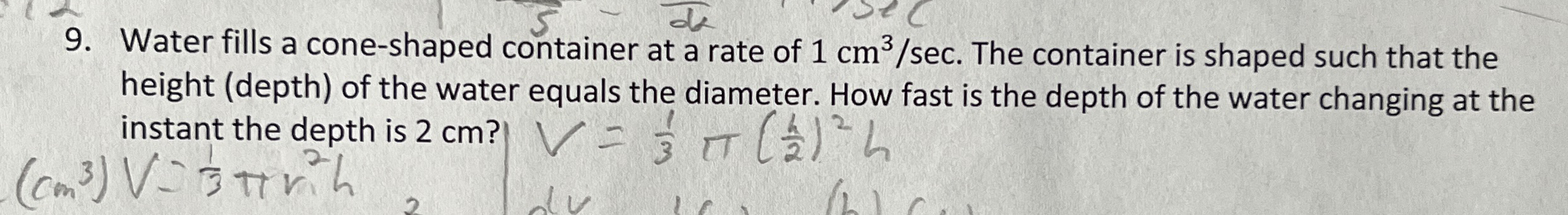 Solved Water fills a cone-shaped container at a rate of | Chegg.com