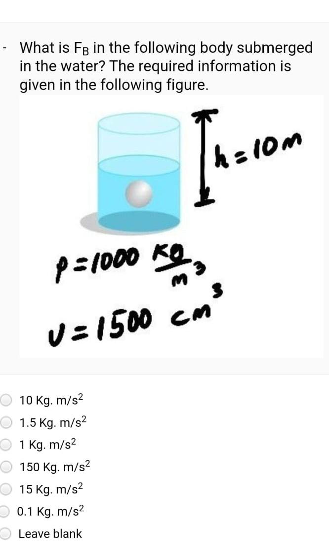 Solved What is FB in the following body submerged in the | Chegg.com