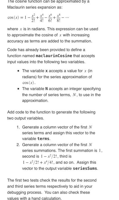 Solved The cosine function can be approximated by a | Chegg.com