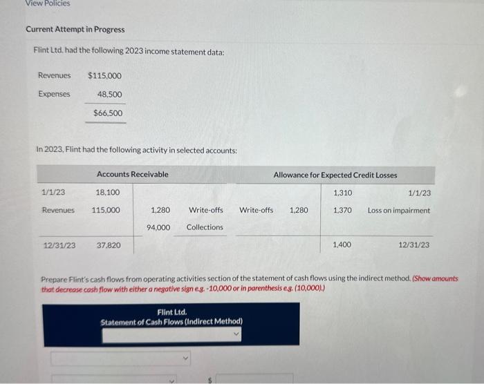 Solved Current Attempt in Progress Flint Ltd. had the | Chegg.com
