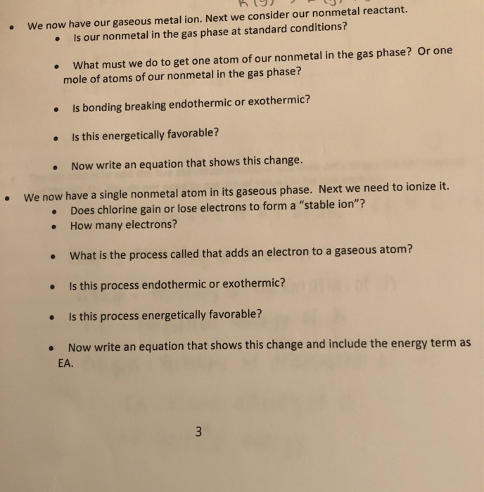 Solved We now have our gaseous metal ion. Next we consider | Chegg.com