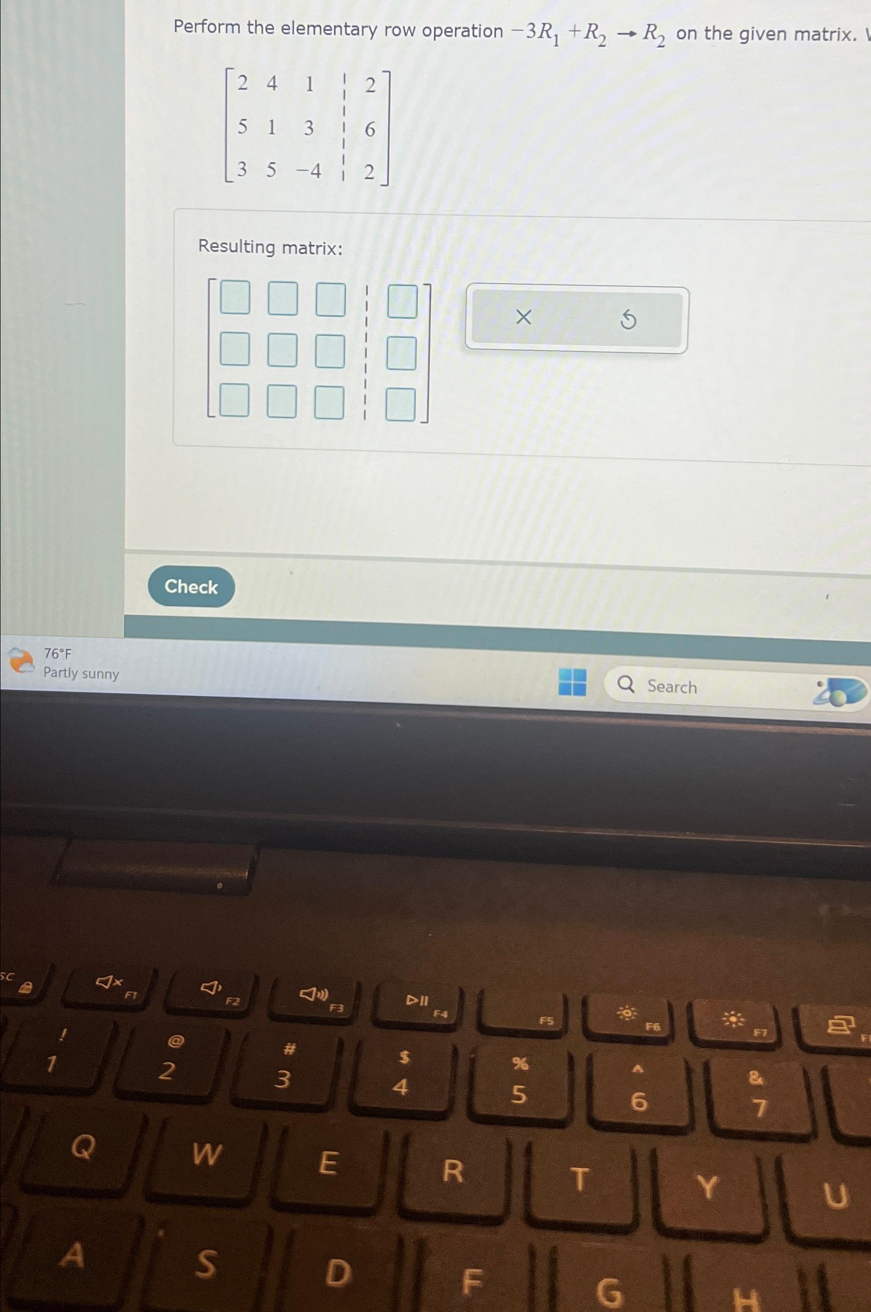 Solved Perform the elementary row operation -3R1+R2→R2 ﻿on | Chegg.com
