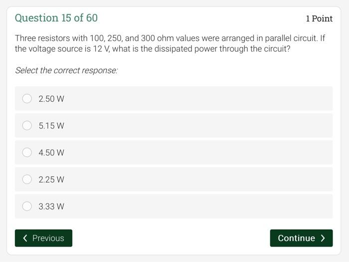 Solved Three resistors with 100, 250, and 300 ohm values | Chegg.com