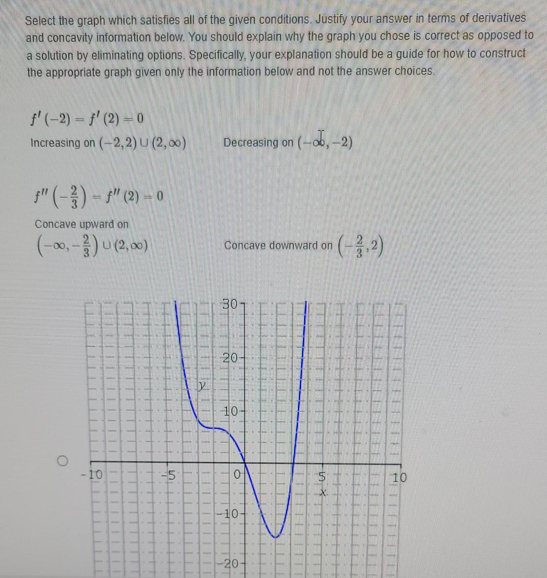 Solved Select the graph which satisfies all of the given | Chegg.com Solved Select the graph which satisfies all of the given | Chegg.com