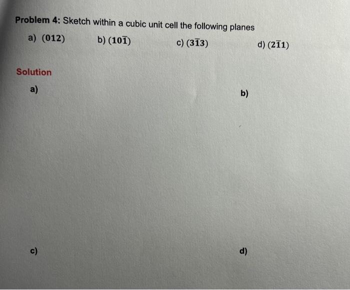 Solved Problem 4: Sketch within a cubic unit cell the | Chegg.com
