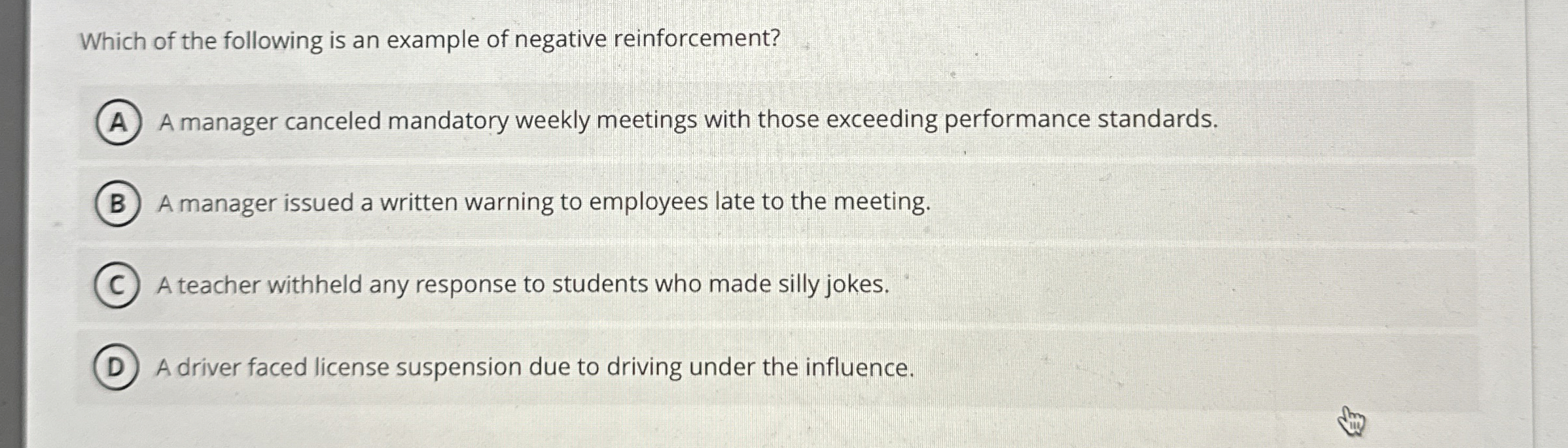 Solved Which of the following is an example of negative | Chegg.com