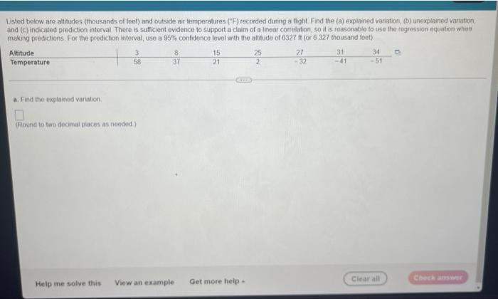 Solved can you find the explained variation, unexplained | Chegg.com