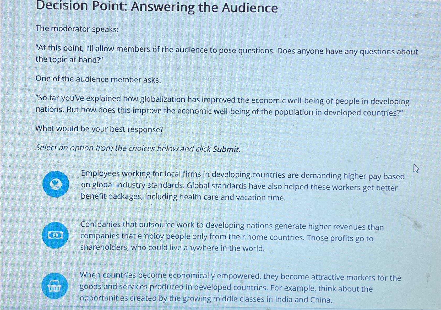Solved Decision Point: Answering the AudienceThe moderator | Chegg.com