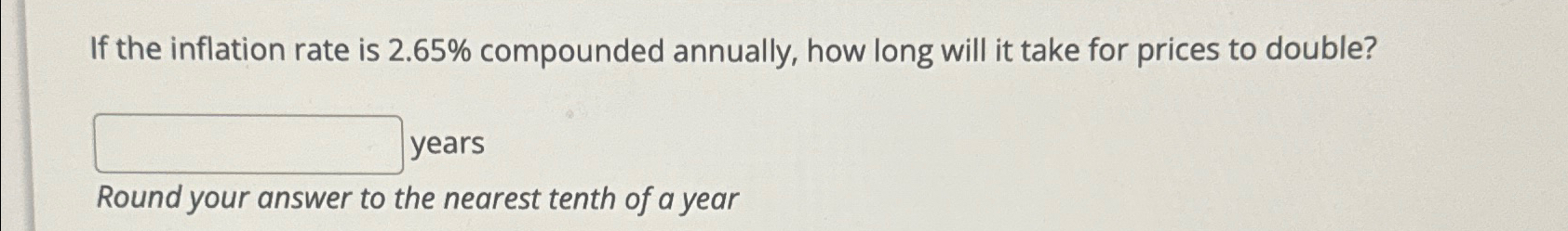 Solved If the inflation rate is 2.65% ﻿compounded annually, | Chegg.com