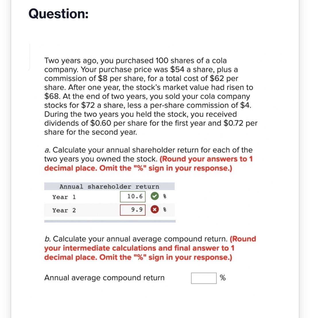 Solved Question: Two years ago, you purchased 100 shares of | Chegg.com