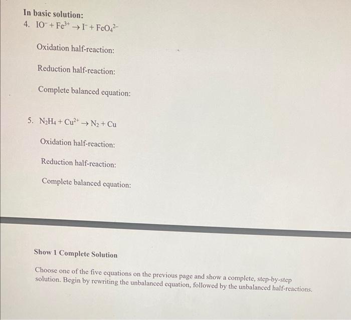 Solved In acidic solution: 1. PbO2 + 12 → Pb2+ + 103- | Chegg.com