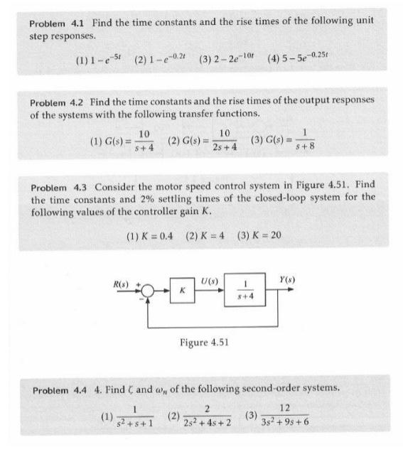 Solved Problem 4.1 Find the time constants and the rise | Chegg.com
