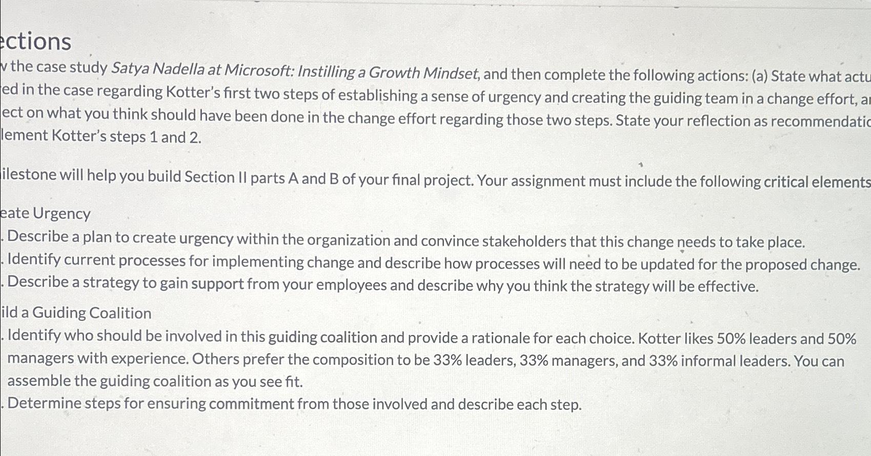Solved ctionsv the case study Satya Nadella at Microsoft: | Chegg.com