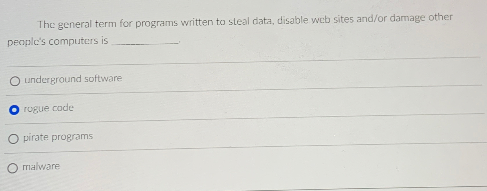 Solved The general term for programs written to steal data, | Chegg.com
