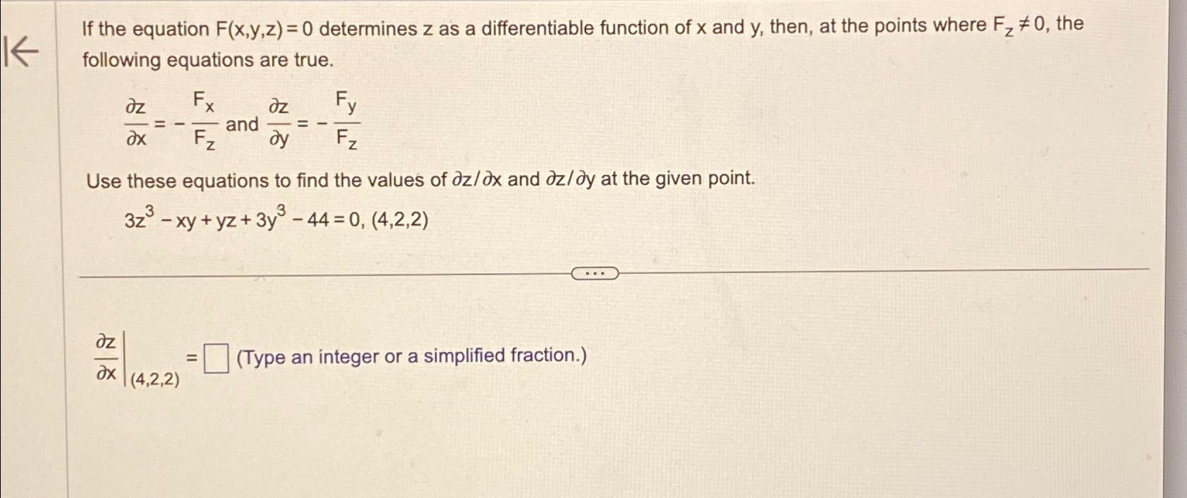 Solved If the equation F(x,y,z)=0 ﻿determines z ﻿as a | Chegg.com