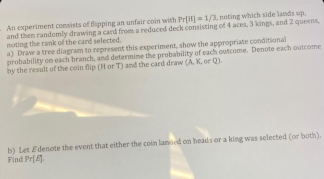 Solved An experiment consists of flipping an unfair coin | Chegg.com
