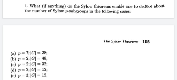 Solved 1. What (if anything) do the Sylow theorems enable | Chegg.com
