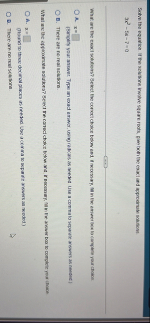 Solved Solve the equation. If the solutions involve square | Chegg.com