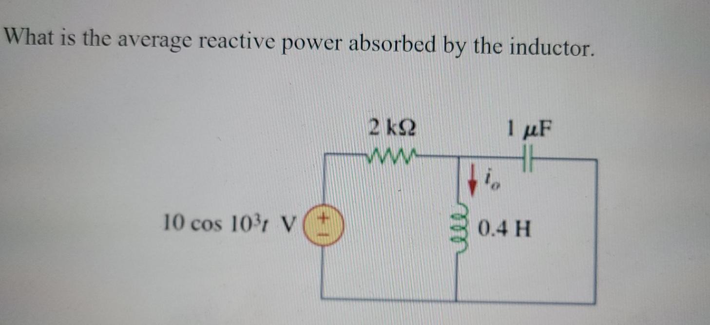 Solved What is the average reactive power absorbed by the | Chegg.com