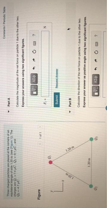 Solved Constants Periodic Table Part A Three charged | Chegg.com