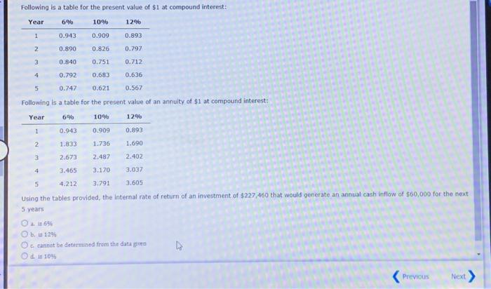 Solved Following is a table for the present value of $1 at | Chegg.com
