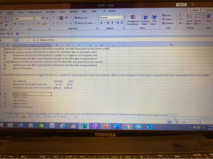 Solved AN) - Excel Sign in Com Home Inst Page Layout | Chegg.com