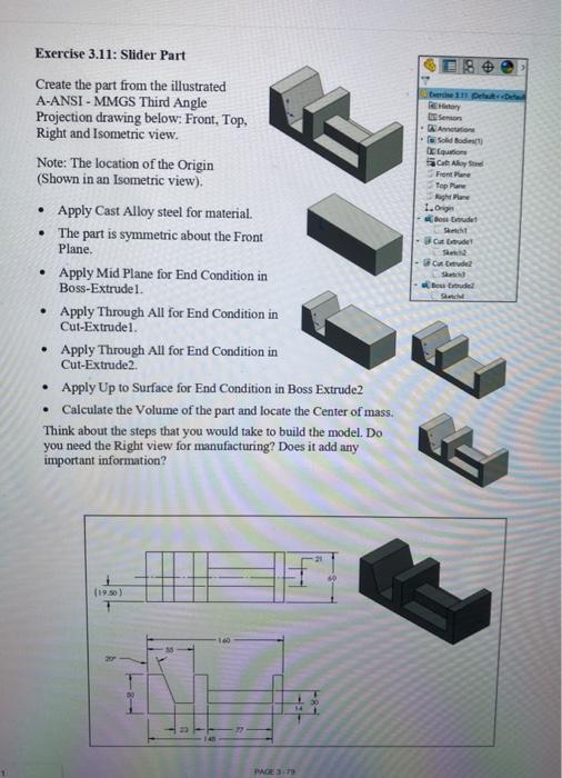 Solved Exercise 3.11: Slider Part Create the part from the | Chegg.com