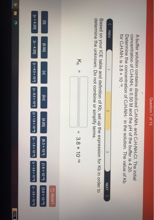 Solved Question 7 of 15 A buffer solution contains dissolved | Chegg.com