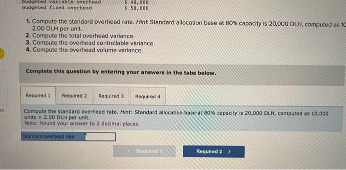 Solved \r\n\r\n1. Compute the standard overhead rate. Hint. | Chegg.com