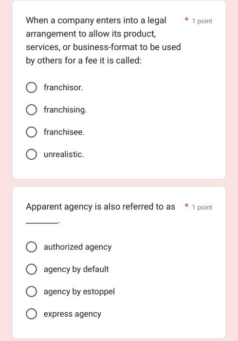 Solved When a company enters into a legal * 1 point | Chegg.com
