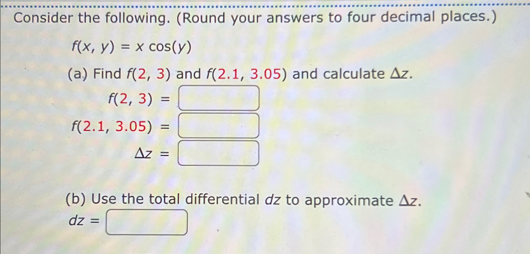 Solved Consider the following. (Round your answers to four | Chegg.com
