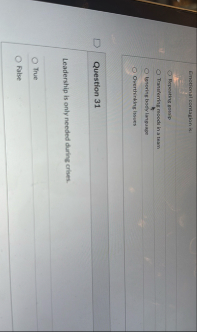 Solved Emotional contagion is:Repeating gossipTransferring | Chegg.com