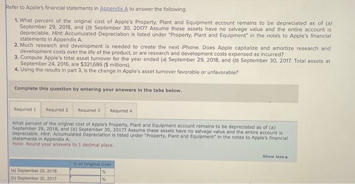 Solved Refer to Apple's financial statements in Appendix A | Chegg.com