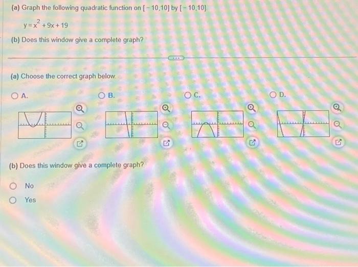 Solved (a) Graph the following quadratic function on | Chegg.com