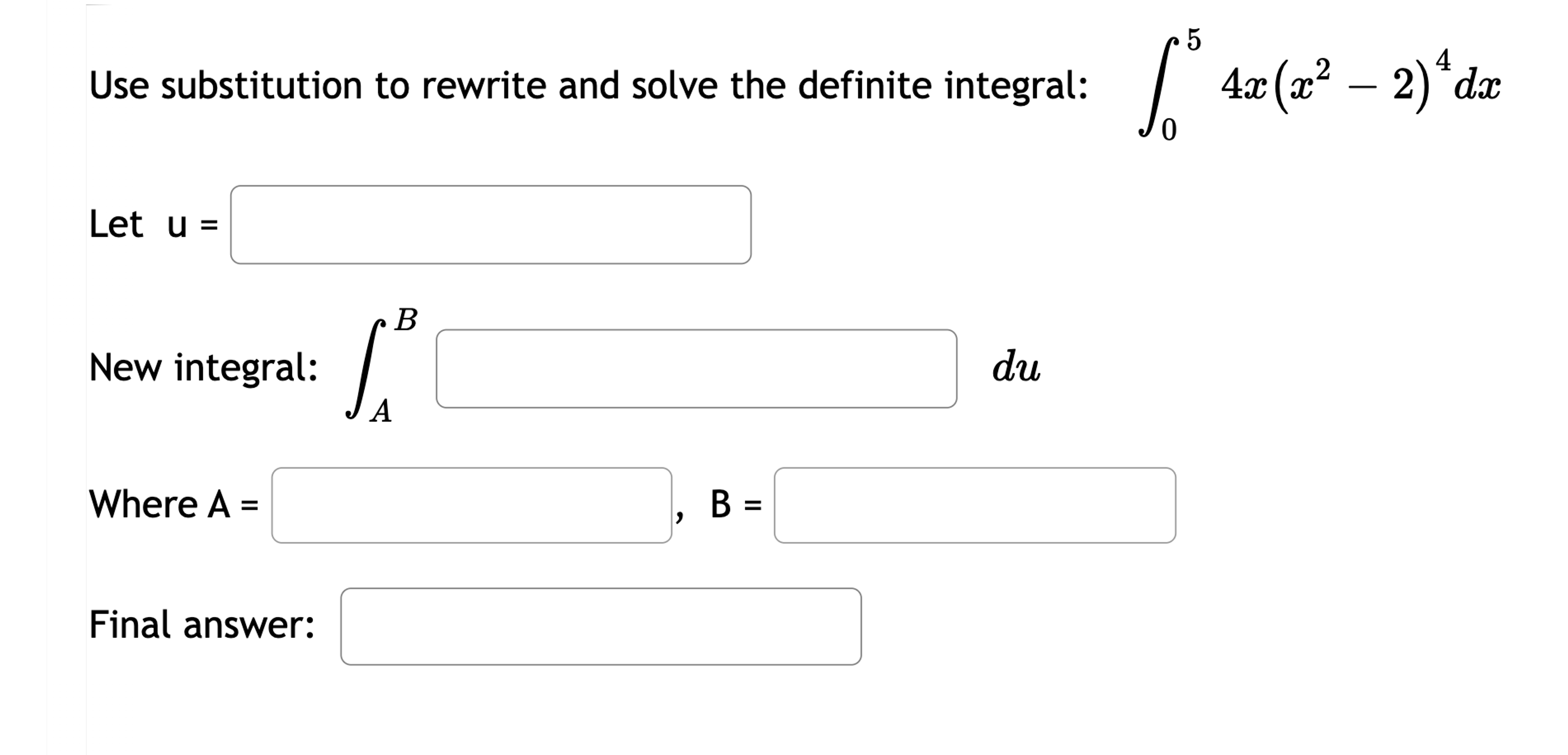 Solved Use substitution to rewrite and solve the definite | Chegg.com