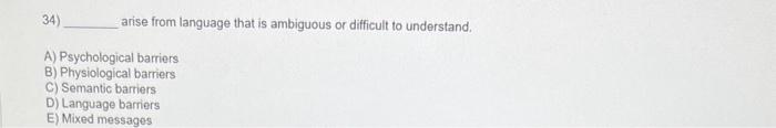 Solved 34) arise from language that is ambiguous or | Chegg.com