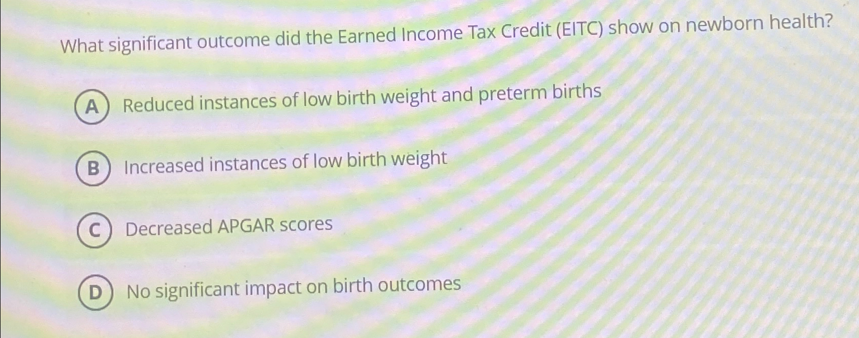 Solved What significant outcome did the Earned Income Tax | Chegg.com