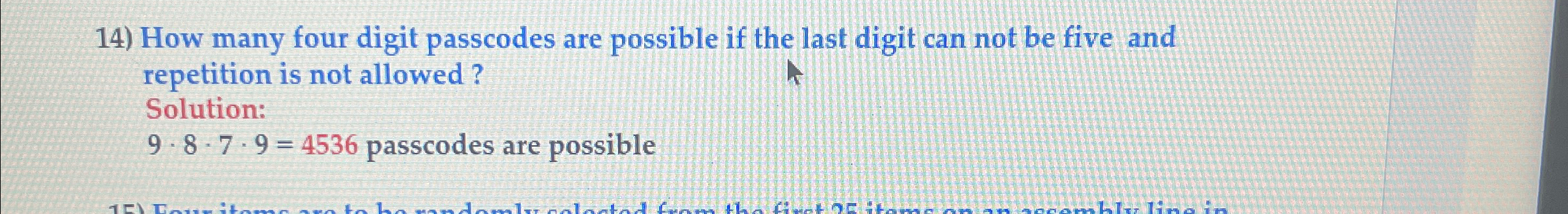 Solved How many four digit passcodes are possible if the | Chegg.com