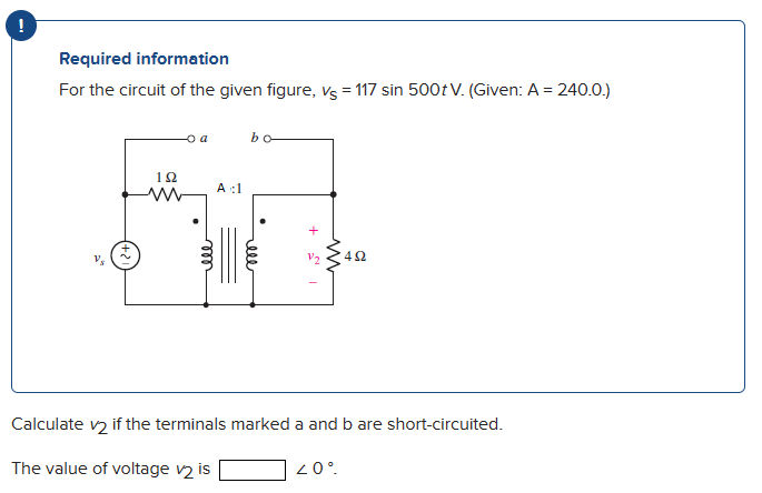 Solved !Required informationFor the circuit of the given | Chegg.com