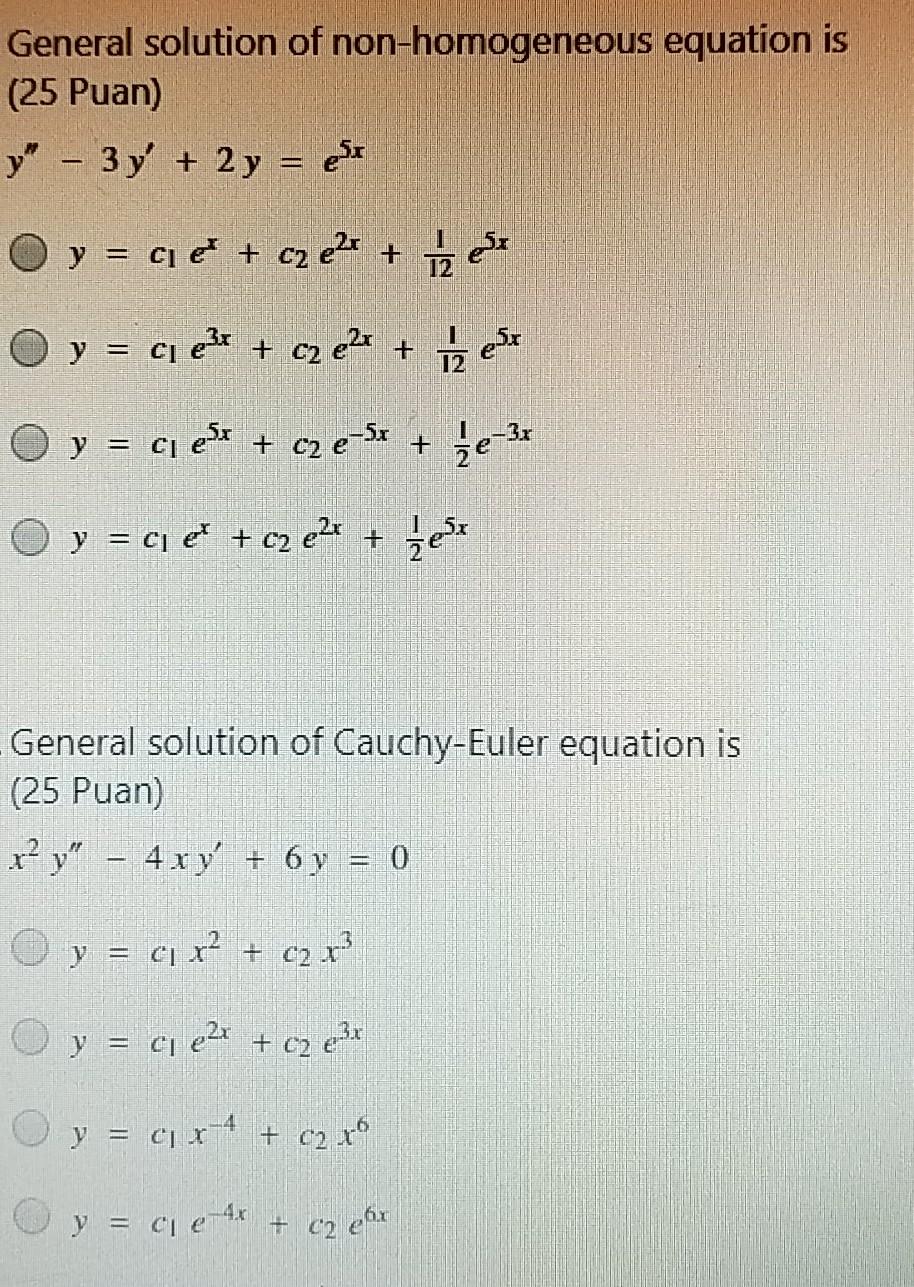 Solved General solution of non-homogeneous equation is (25 | Chegg.com