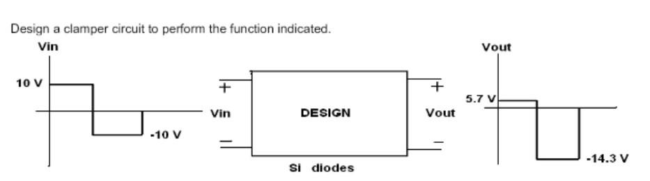 Solved Desian a clamper circuit to verform the function | Chegg.com