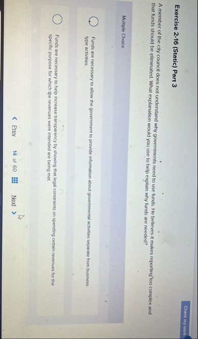 Solved Exercise 2-16 (Static) ﻿Part 3A member of the city | Chegg.com