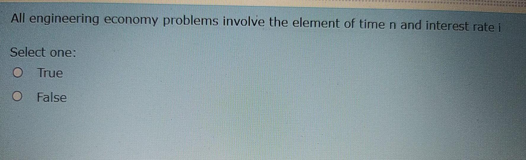 Solved All engineering economy problems involve the element | Chegg.com