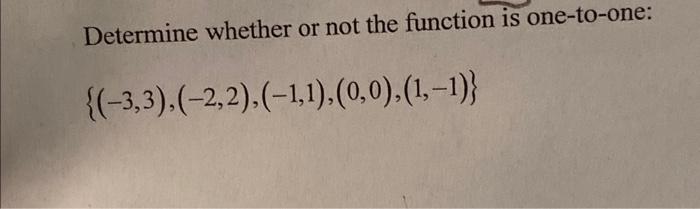 Solved Determine whether or not the function is one-to-one: | Chegg.com