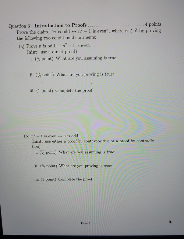 Solved Question 3: Introduction to Proofs. 4 points Prove | Chegg.com