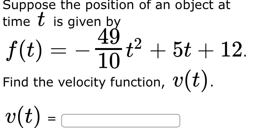 Solved Suppose the position of an object at time t ﻿is given | Chegg.com