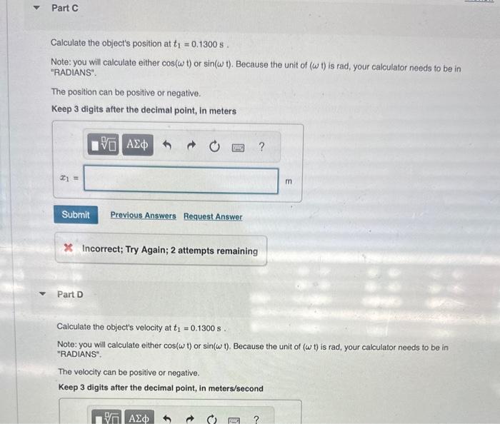 Solved Learning Goal: SHM - Find position velocity | Chegg.com