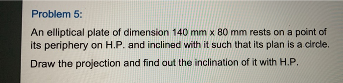 Solved Problem 5: An elliptical plate of dimension 140 mm x | Chegg.com