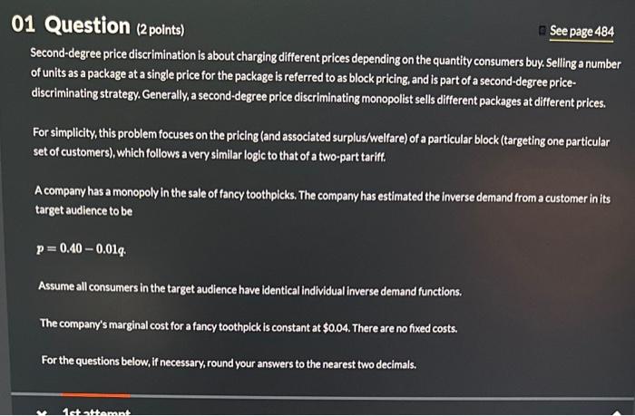 Solved 01 Question (2 points) C See page 484 Second-degree | Chegg.com